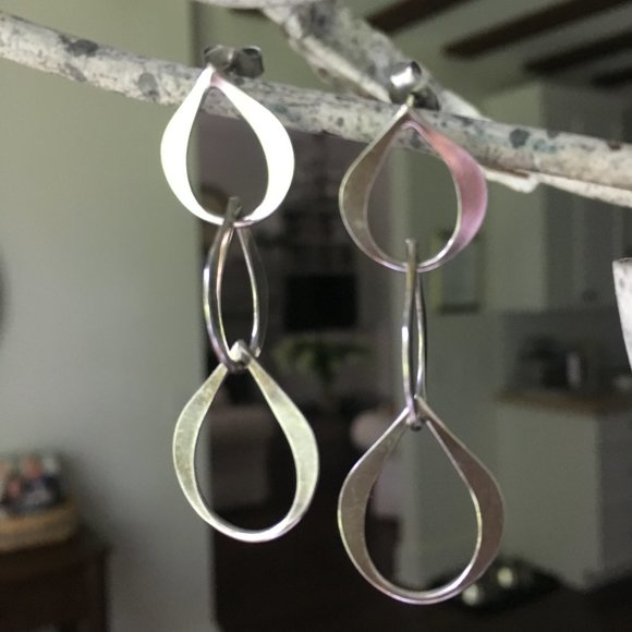 Jewelry | Handmade Sterling Interlocking Teardrop Dangle Earrings ...